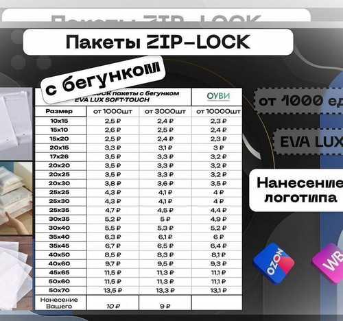 Пакеты зип лок матовые ZIP lock с бегунком для WB