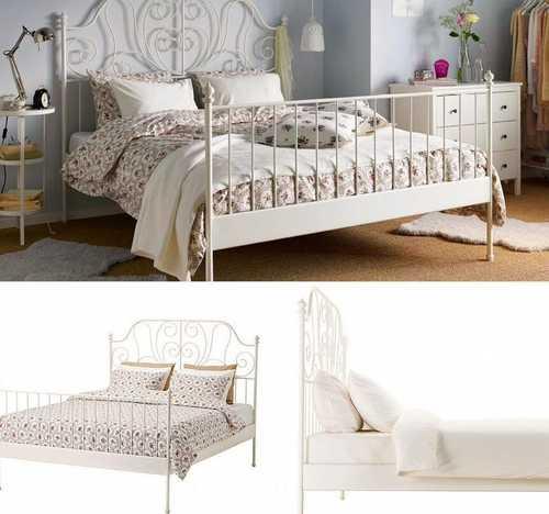 Кровать IKEA leirvik 140x200 с матрасом