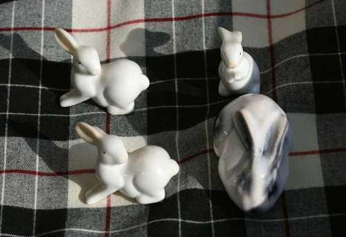 Фарфоровые статуэтки зайцы - кролики
