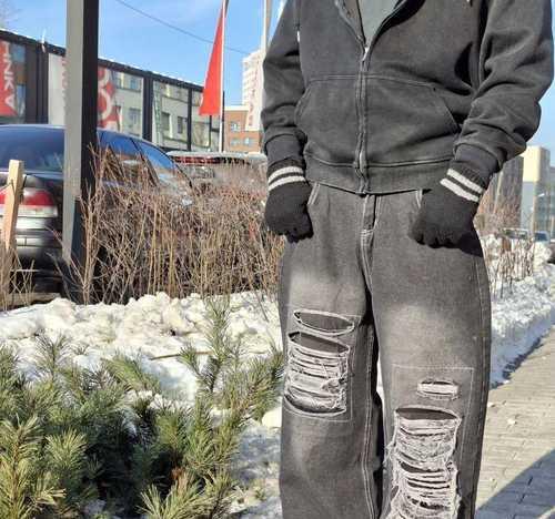 Джинсы с "прорезами" Cuts Rick Owens/Balenciaga ty