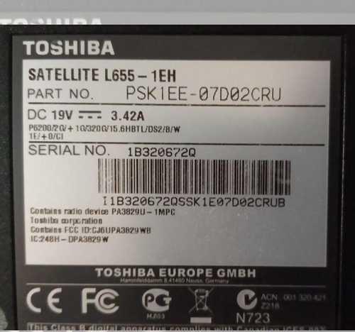 Ноутбук toshiba satellite L655-1EH