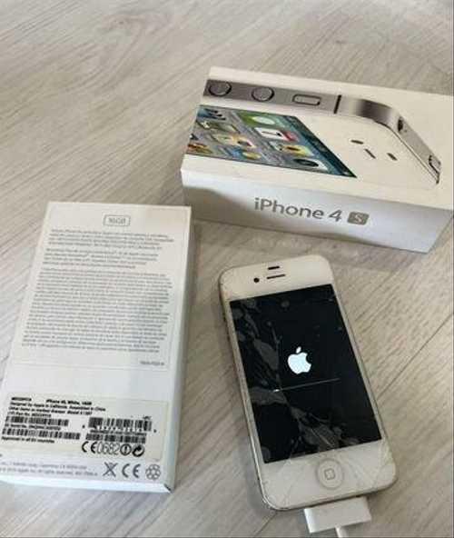 Телефон iPhone 4S 16Gb рабочий 100