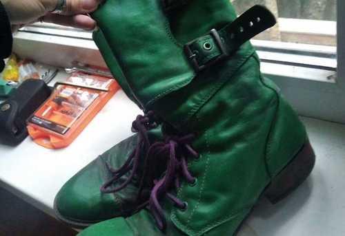 Полусапожки сапоги ботинки ярко зелёные 39-40 Кожа