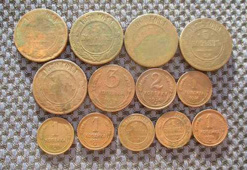 Царские и советские медные монеты