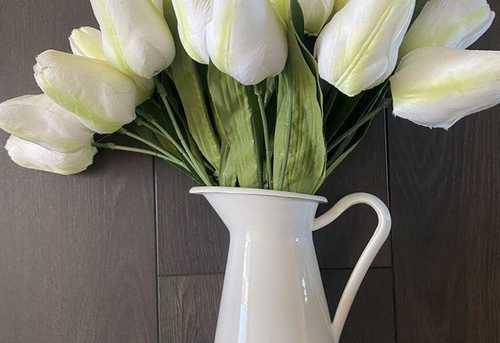 Тюльпаны и кувшин металлический икеа