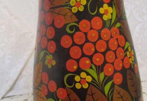 Ваза для цветов Керамика, роспись Хохлома 60-е