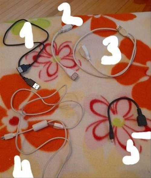 Кабели USB, папа-мама, mini, micro, Шнур питания
