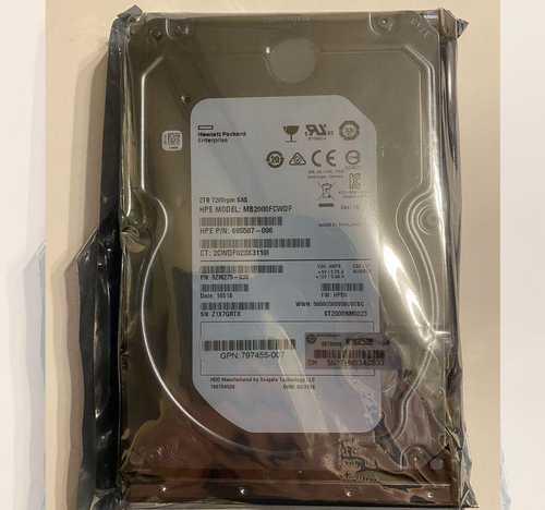 Жёсткий диск HPE 2TB 7.2K SAS 6G LFF (3.5IN)