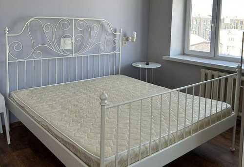 Двуспальная Кровать IKEA Leirvik 180 с матрасом