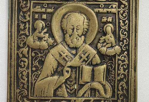 Икона меднолитая святой Николай Чудотворец