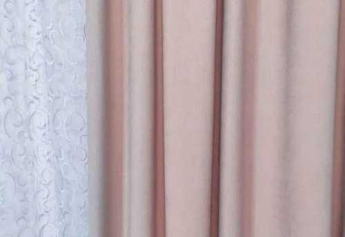 Шторы пудрово-розовые канвас 150 см