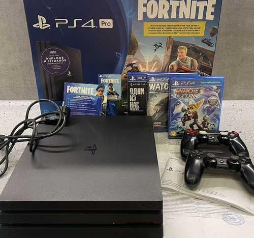 Sony playstation 4 ps4 pro 1tb с коробкой, играми