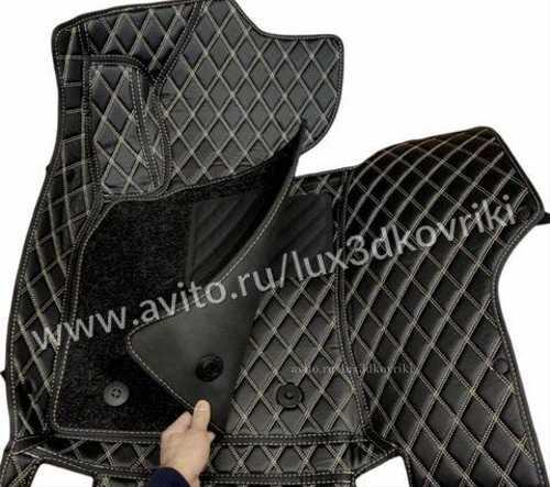Коврики премиум Mercedes CLS W218 +ворс. Чёрн/беж