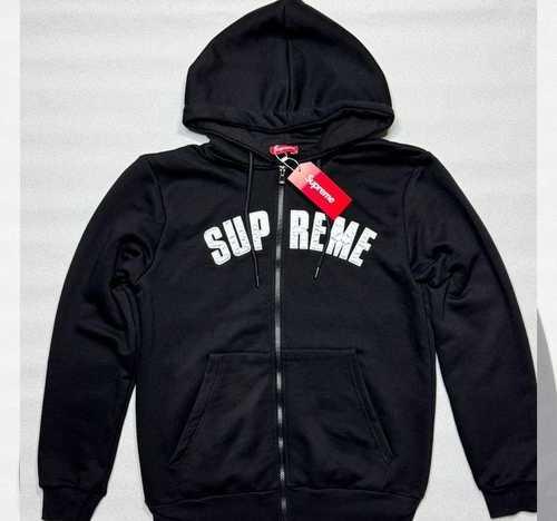 Зип худи Supreme черное базовое