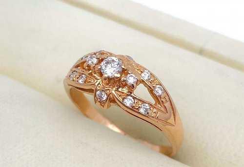 Золотое кольцо с камнями 585пр. размер: 15,5
