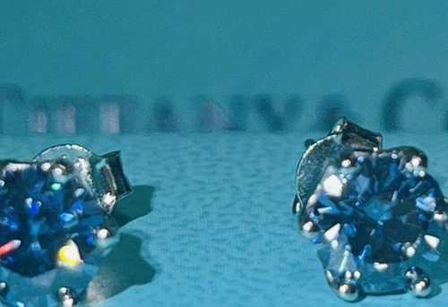 Бриллиант королевский синий 1 карат серьги пусеты
