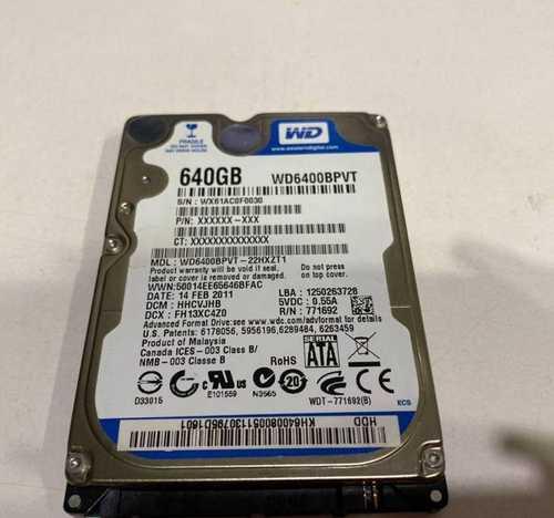Жесткий диск для ноутбука western digital 640Gb