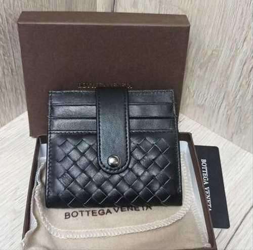 Кожаный кошелек - визитница Bottega black new