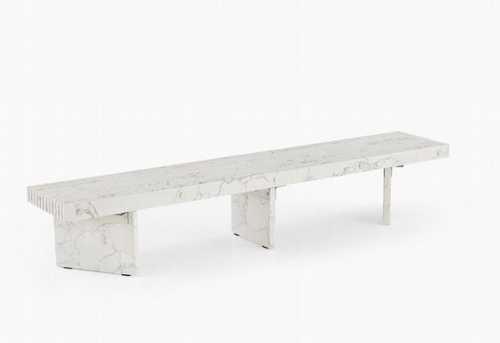 Дизайнерский Длинный мраморный столик на 3-х ножка