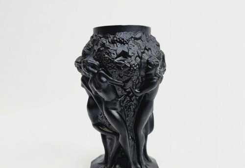 Гламурная редкая черная стеклянная ваза в стиле ар