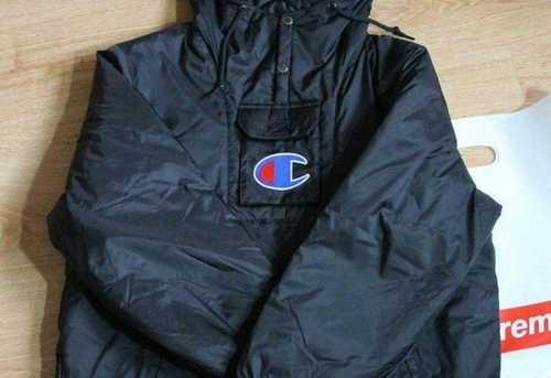 Supreme x champion pullover parka black