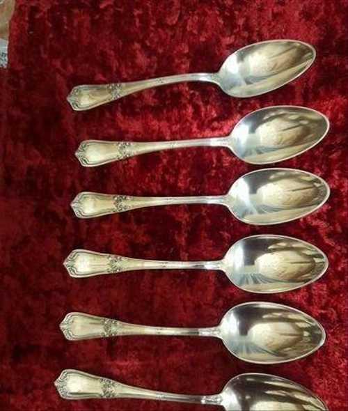 Комплект десертных серебряных ложек.вазы серебро