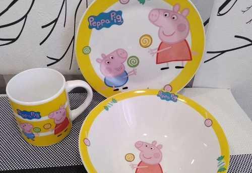 Набор детской посуды "Свинка Пеппа" 3 предмета
