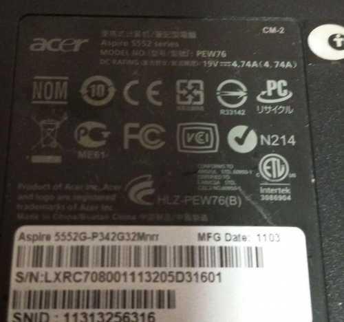 Acer aspire 5552g series