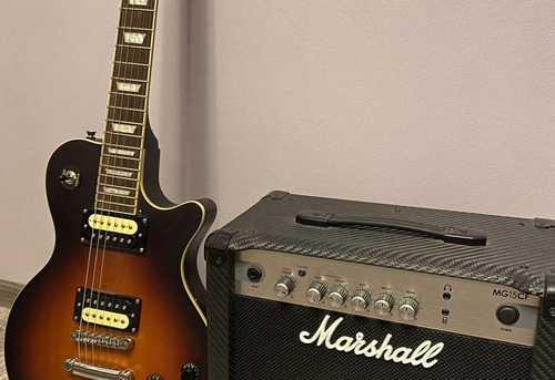 Электрогитара Les Paul + комбоусилитель Marshall