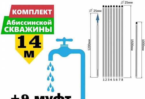 Комплект для абиссинской скважины 14м вгп D25мм