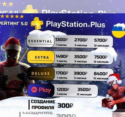 Подписка ps plus Delux Украина 1/3/12 месяцев для ps5 ps4 (Арт.25673)