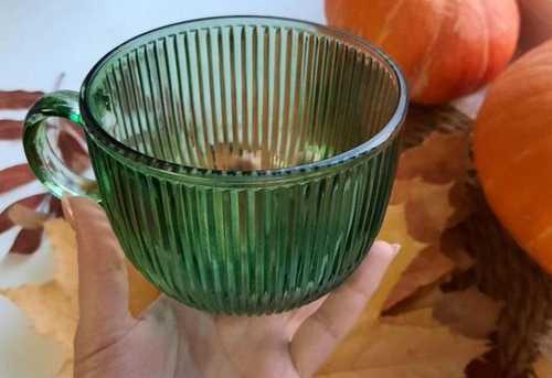 Набор чашек зелёное стекло 4 шт