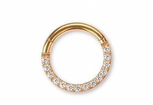 Кольцо кликер 1.2 мм 14К Steel diamond Gold