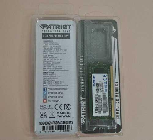 4Gb SO-dimm DDR3 Patriot Memory 1600Mhz