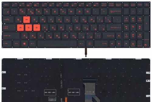 Клавиатура для Asus GL702 черная с красной подсвет