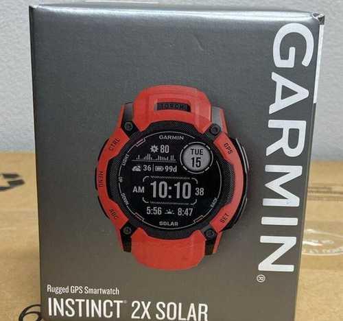 Часы garmin instinct 2x solar красные новые