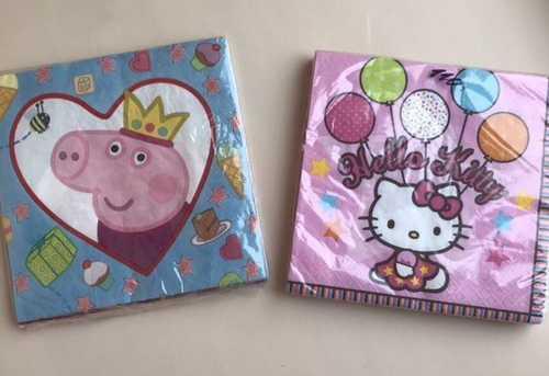Салфетки бумажные Hello Kitty и Свинка Peppa