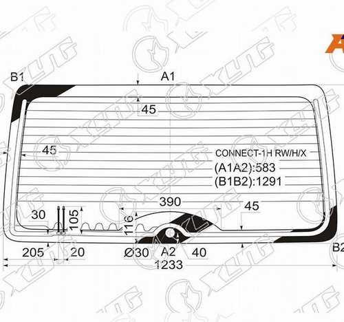 Стекло заднее (цвет зеленый/ обогрев) ford tourneo connect 02-13 XYG connect-1hzrwxhxx