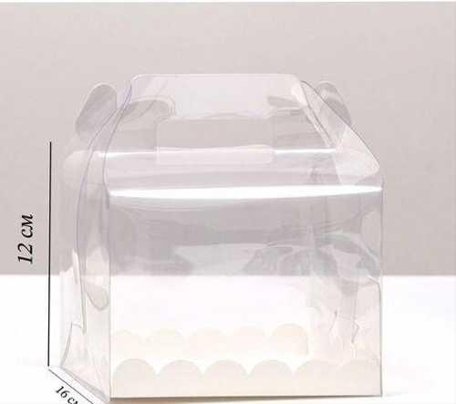 Коробка для бенто-торта с ручкой 16х16х12 см