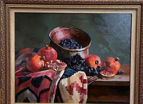 Картина «Натюрморт с гранатами и виноградом» 40х50