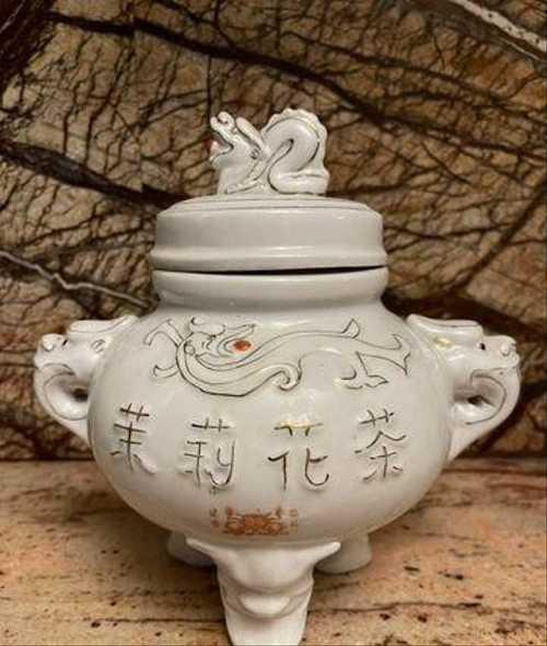 Китайская винтажная чайница из керамики