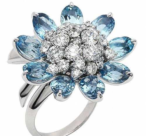 Кольцо Van Cleef & Arpels Hawaii Aquamarine Flower & Diamonds Ring B051206ZB