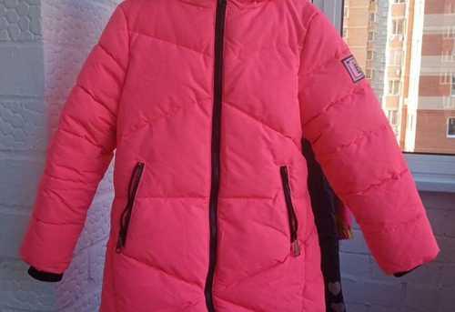 Зимняя куртка, пальто на девочку 122 см