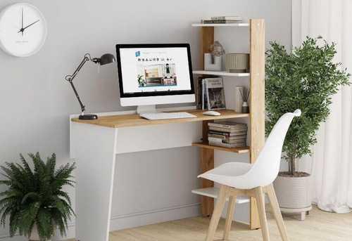 Письменный стол со стеллажом белый/дуб крафт