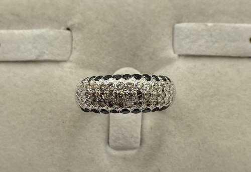 Кольцо из белого золота 585 с бриллиантами и фиан