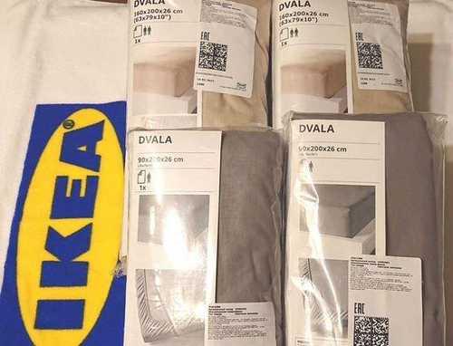 IKEA Простыни на резинке Двала 90/160 серый/беж