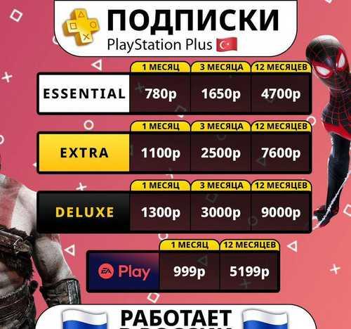 Подписка PS Plus Deluxe / Extra / Essential Турция