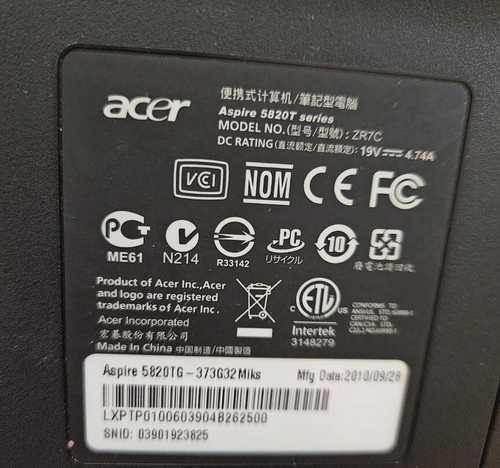 Ноутбук acer aspire 5820 gt