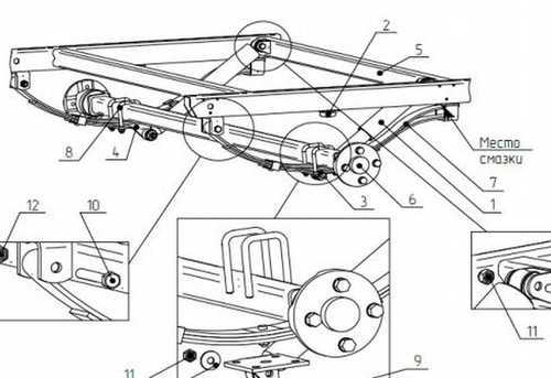 Ось прицепа мзса 817702.012 (02.001-05) в сборе