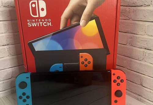Nintendo Switch oled 64 Gb Синий/Неоновый красный